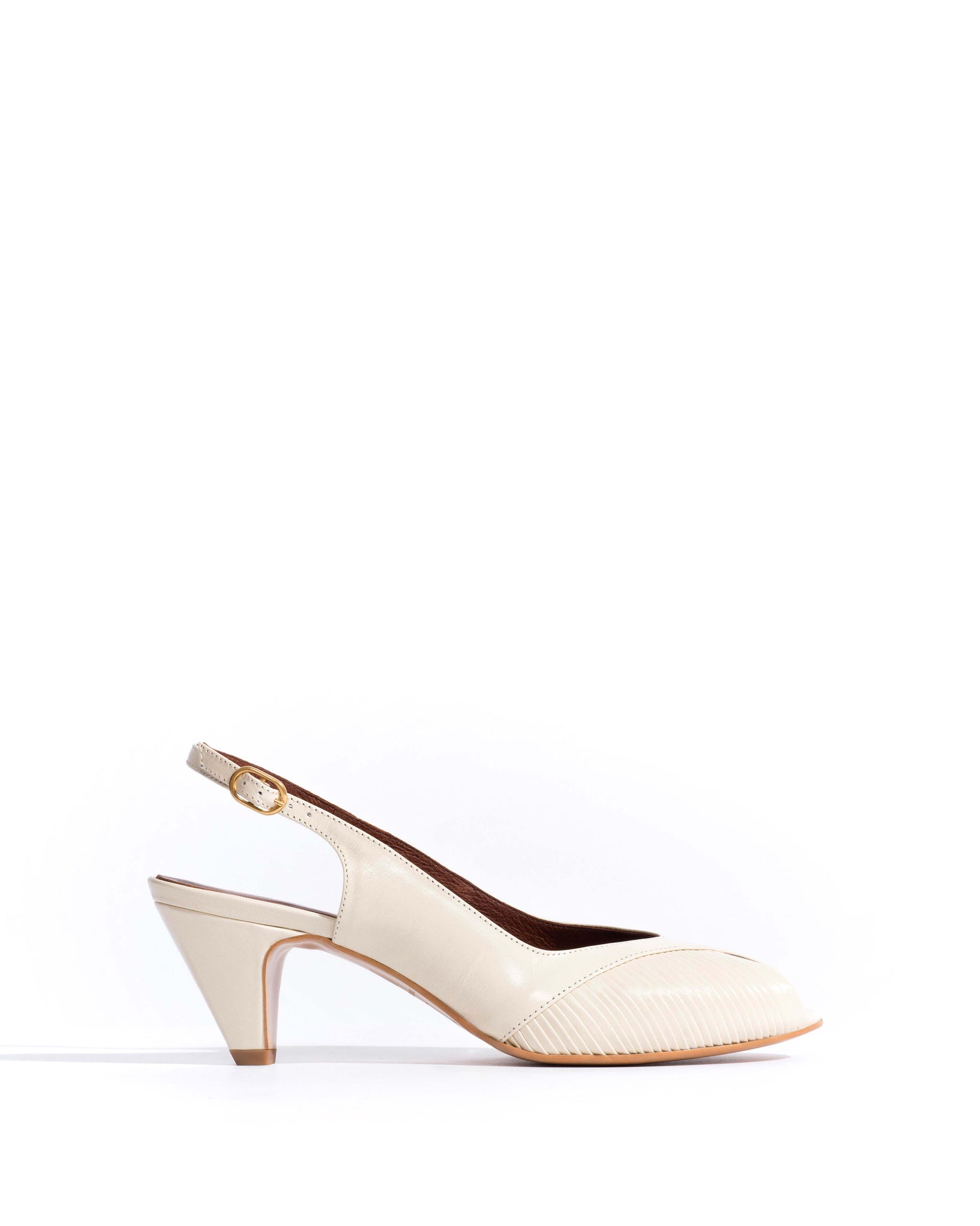 Cassandra 50 stiletto Crinkled polished goat White sand